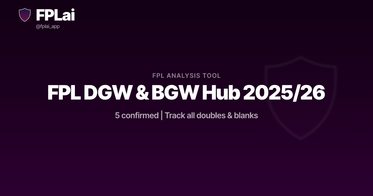 FPL Double & Blank Gameweek Hub 2025/26 - DGW & BGW | FPLai