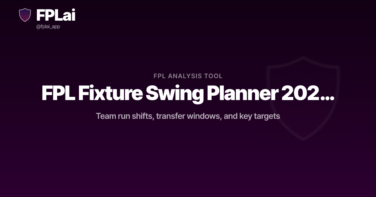 FPL Fixture Swing Planner 2025/26 - Best Runs By | FPLai