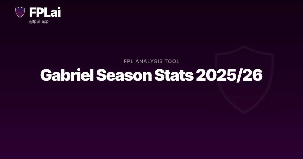 Gabriel FPL 2025/26 Season Stats — xG, xA, Bonus | FPLai